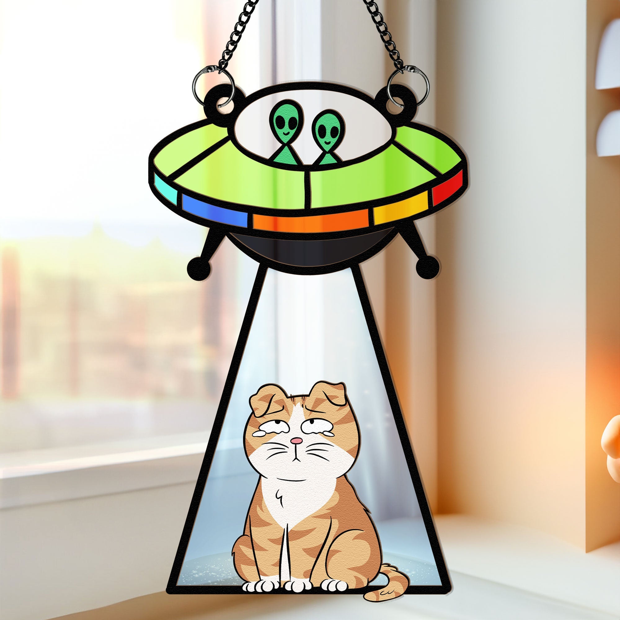 UFO Abduction - Personalized Window Hanging Suncatcher Ornament ...