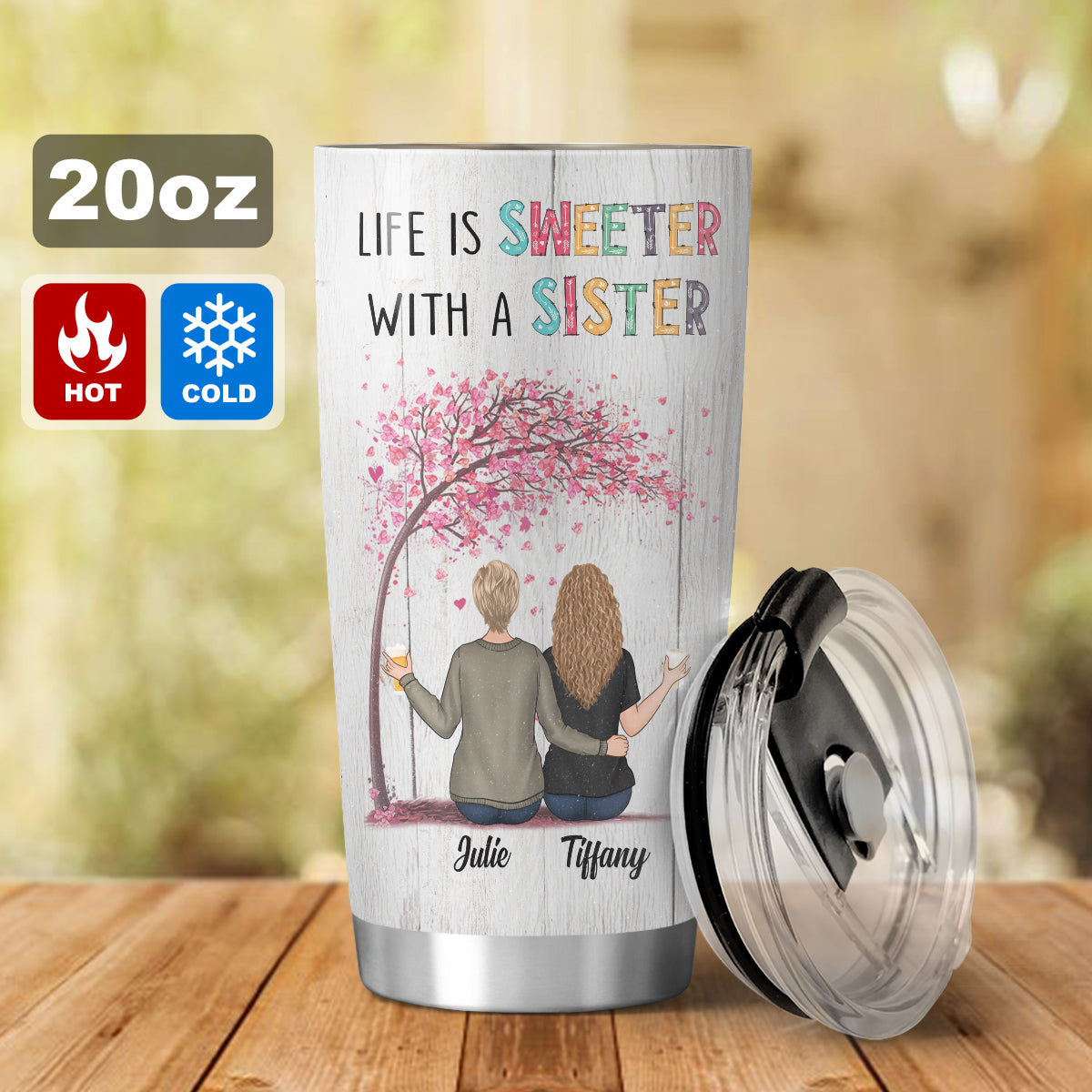 Life Is Sweeter With A Sister - Personalized 20oz Tumbler - Perfect Gi ...